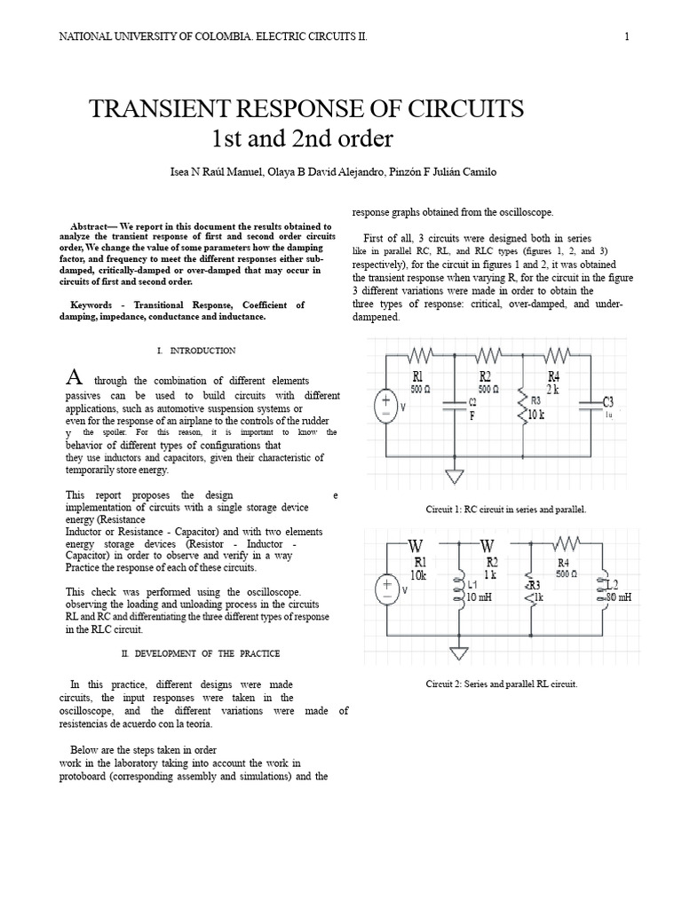 Transient response of first and second order circuits | PDF ...