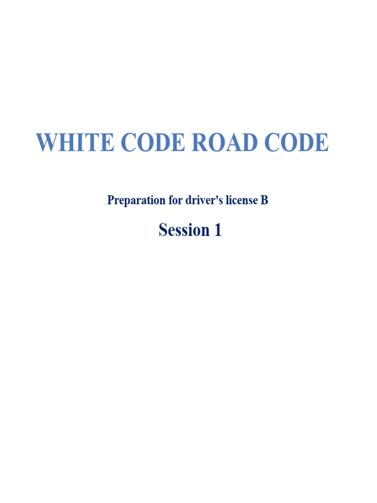 Series 1-WHITE CODE ROAD CODE | PDF | Driving | Vehicles