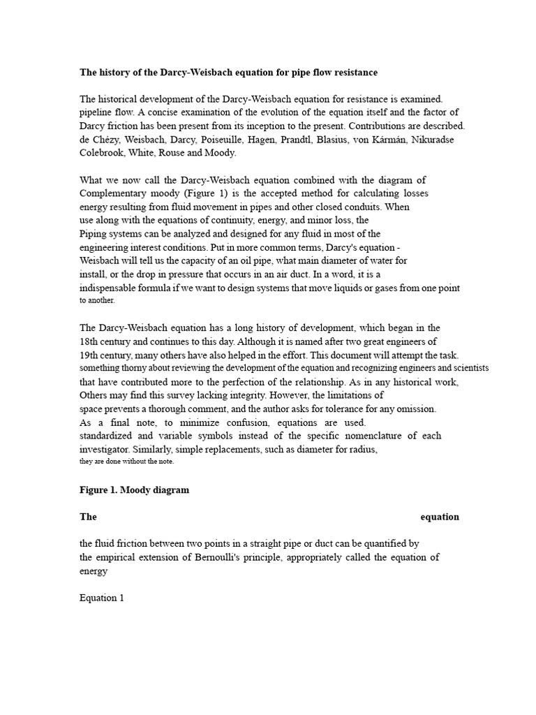 History of the Darcy-Weisbach Equation | PDF | Reynolds Number ...