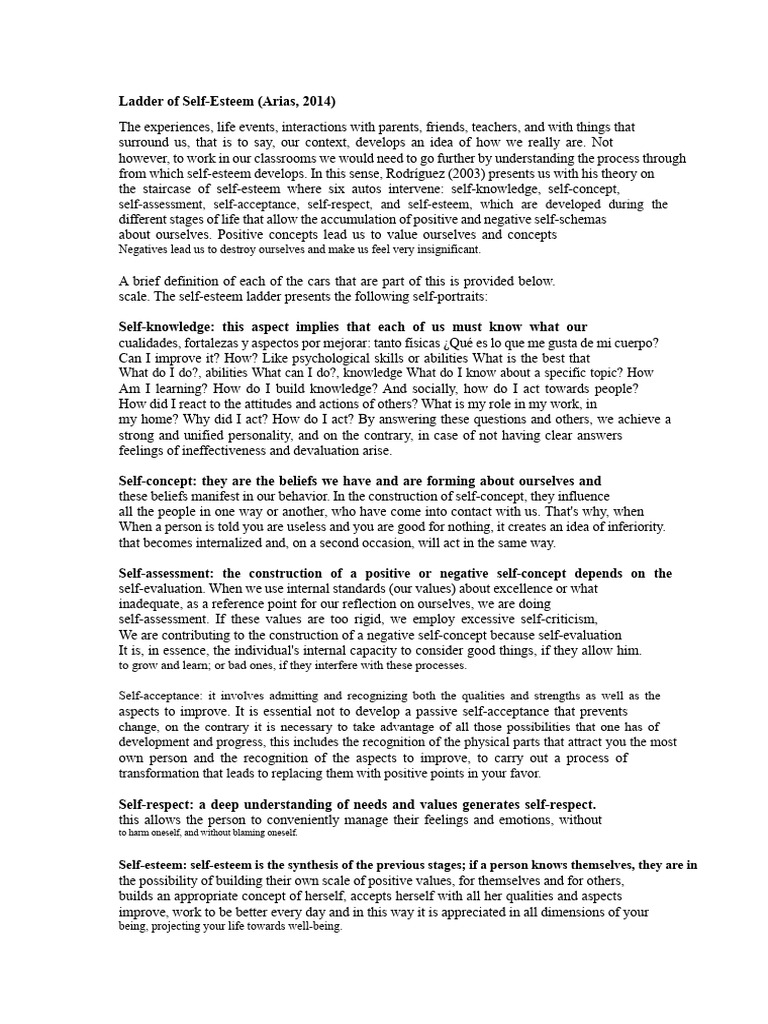 Ladder of Self-Esteem | PDF | Self Esteem | Self Concept