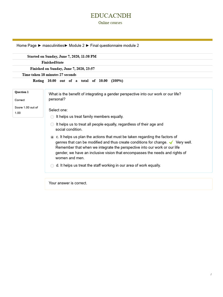 CNDH MASCULINITY Final questionnaire module 2 | PDF | Gender | Gender ...