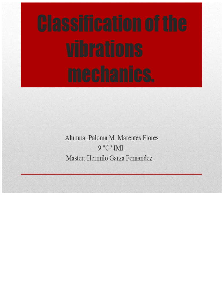 Classification of Mechanical Vibrations | PDF | Damping | Mechanical ...