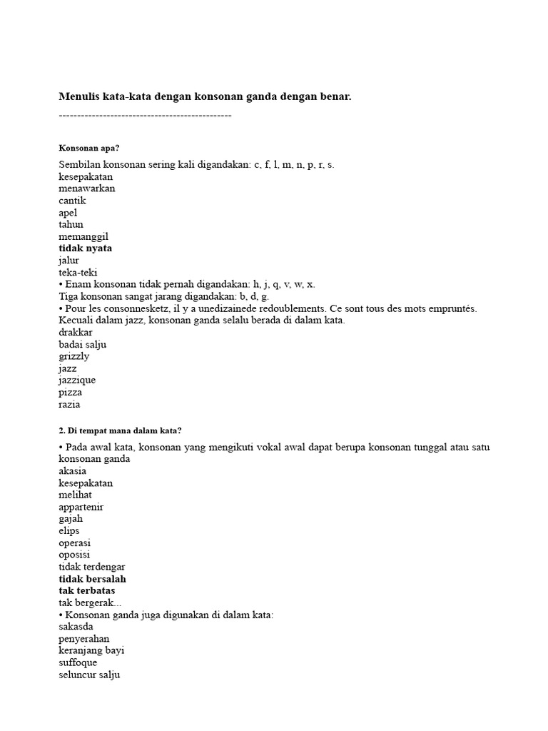 Panduan Penggandaan Konsonan dalam Bahasa | PDF