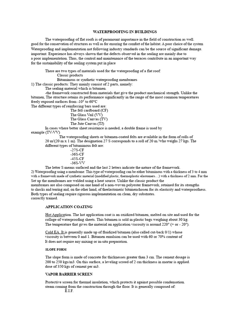 Waterproofing in Buildings | PDF | Roof | Mechanical Engineering