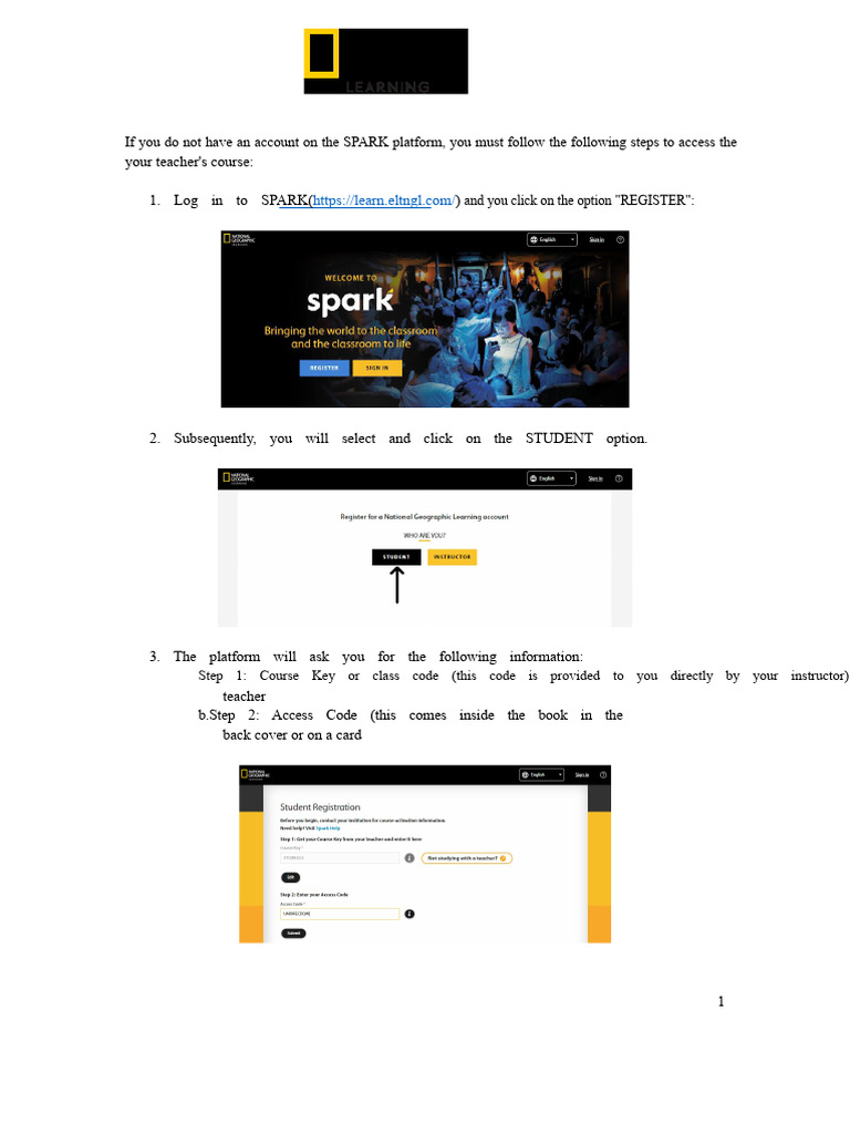 SPARK Platform Account Registration Guide | PDF