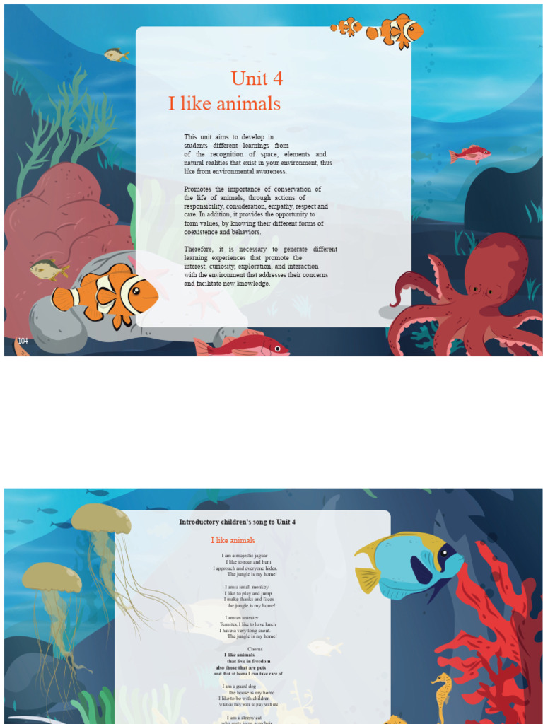 Dosage of Learning U4 - I Like Animals - Kindergarten 1 - 2 - 3 | PDF ...