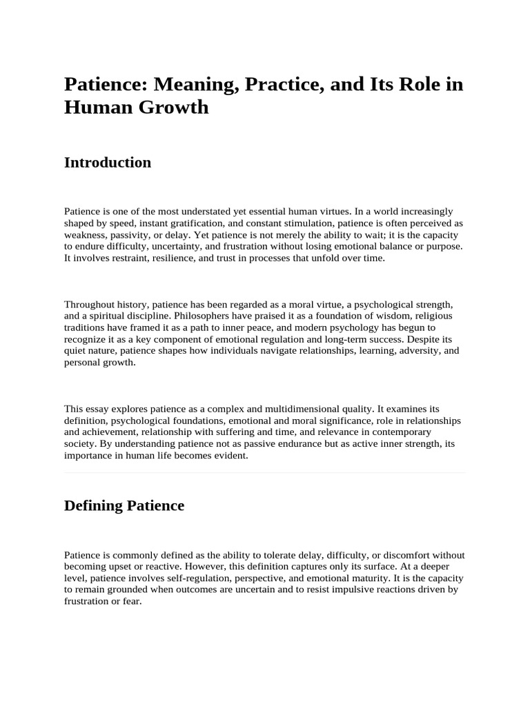 The Importance of Patience in Growth | PDF | Patience | Psychological ...