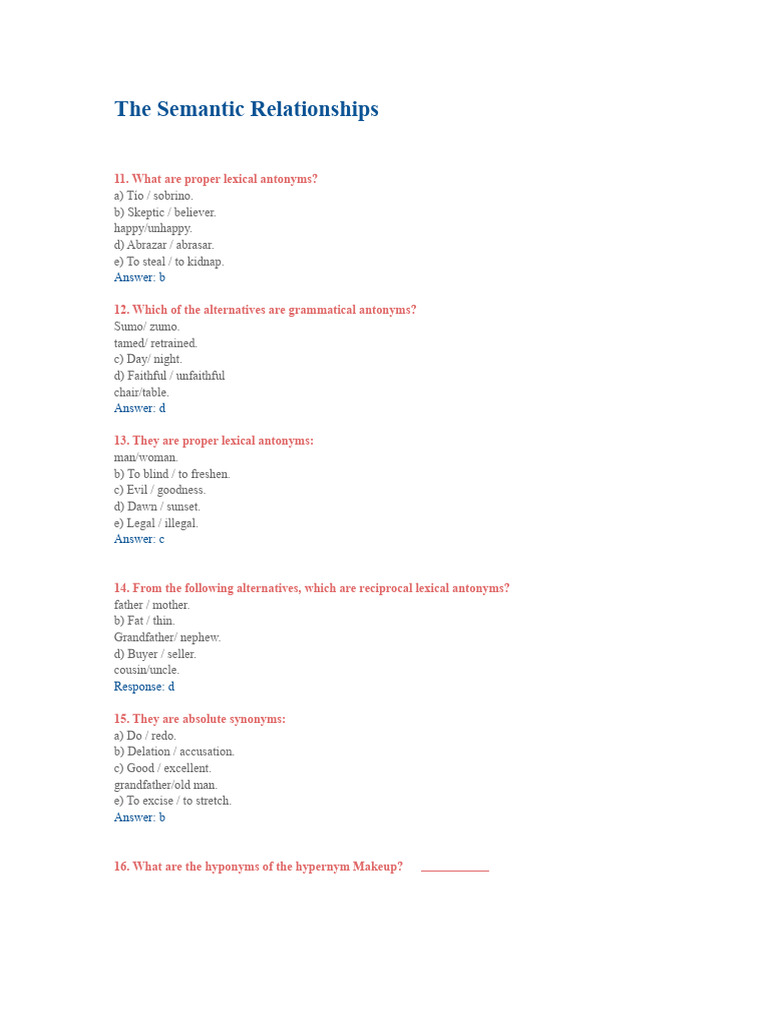 Understanding Lexical Relationships in Language | PDF | Linguistics ...