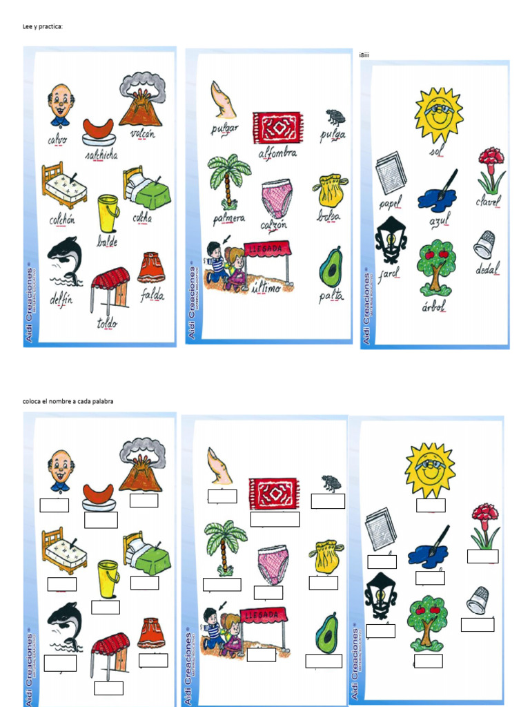 Lee y Practica Palabras Con - L | PDF