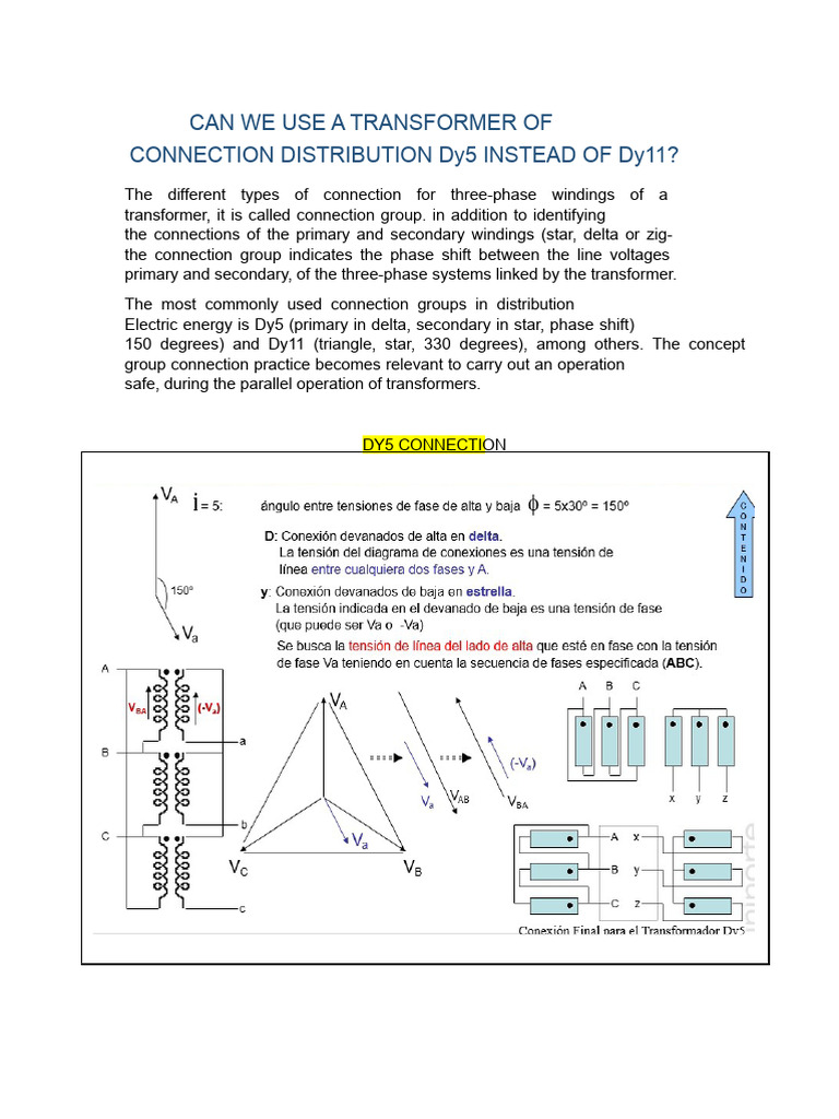 Dy5 vs Dy11 Transformer Connections Explained | PDF | Transformer ...