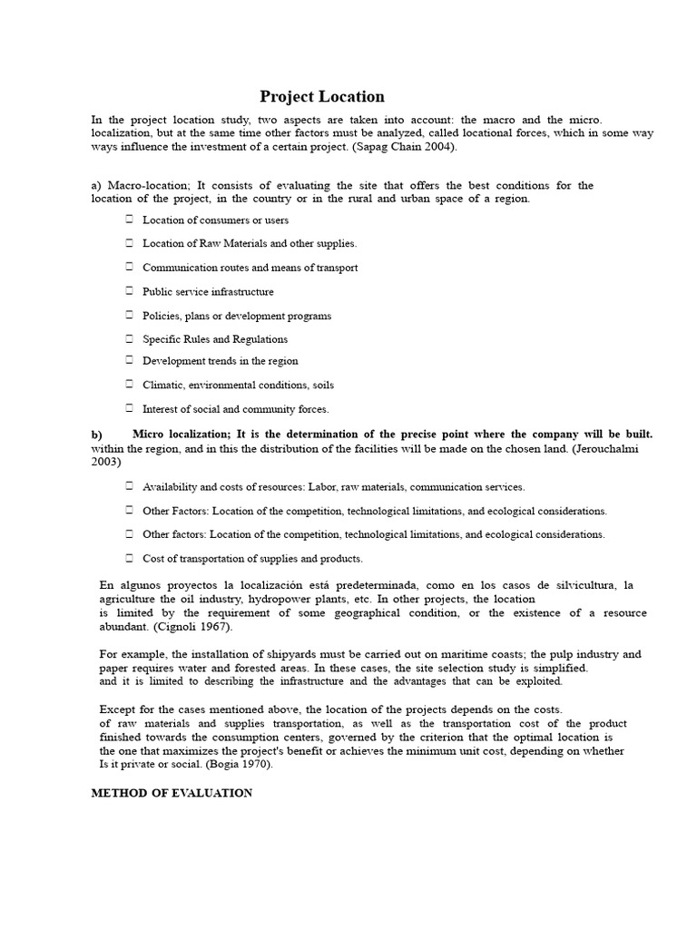 Project Location Analysis and Evaluation | PDF | Macroeconomics ...