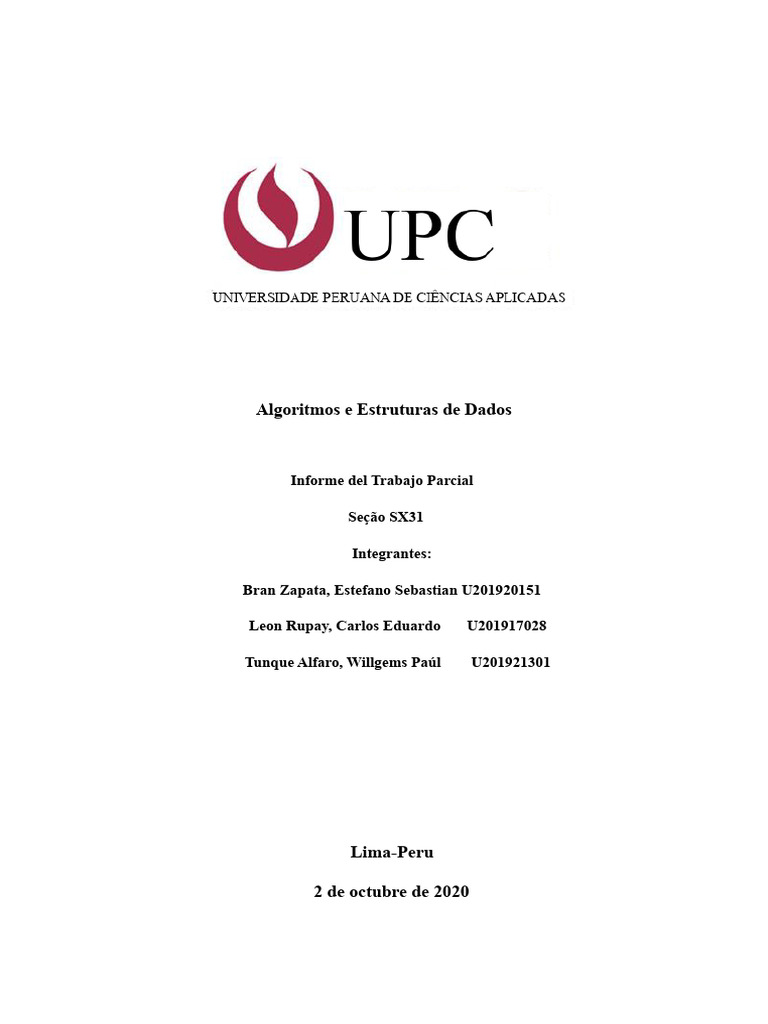 Trabalho Final - Algoritmos e Estruturas de Dados | PDF | Algoritmos e ...