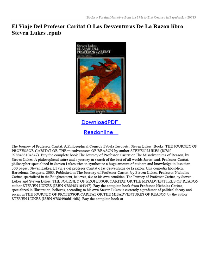 Journey of Professor Caritat Book | PDF