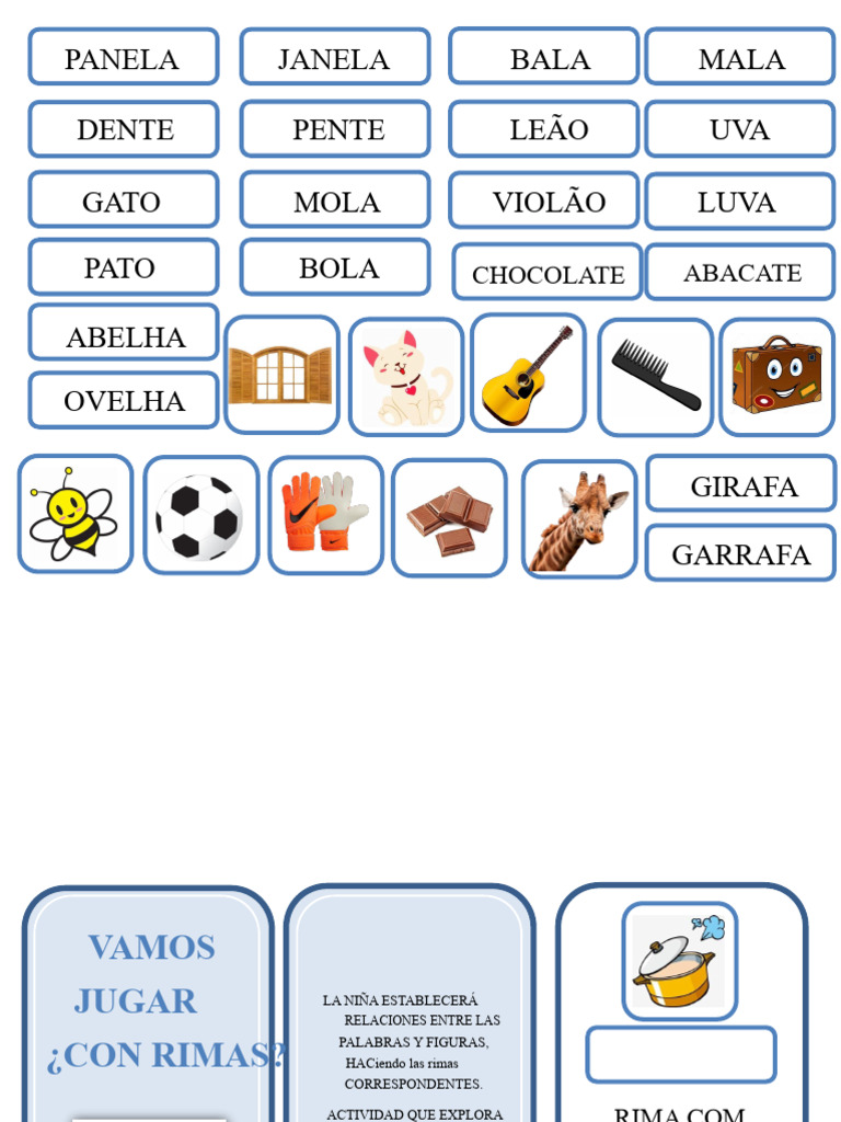 EF Actividad Conciencia Fonológica RIMA ejercicios Dano Eldelwein | PDF
