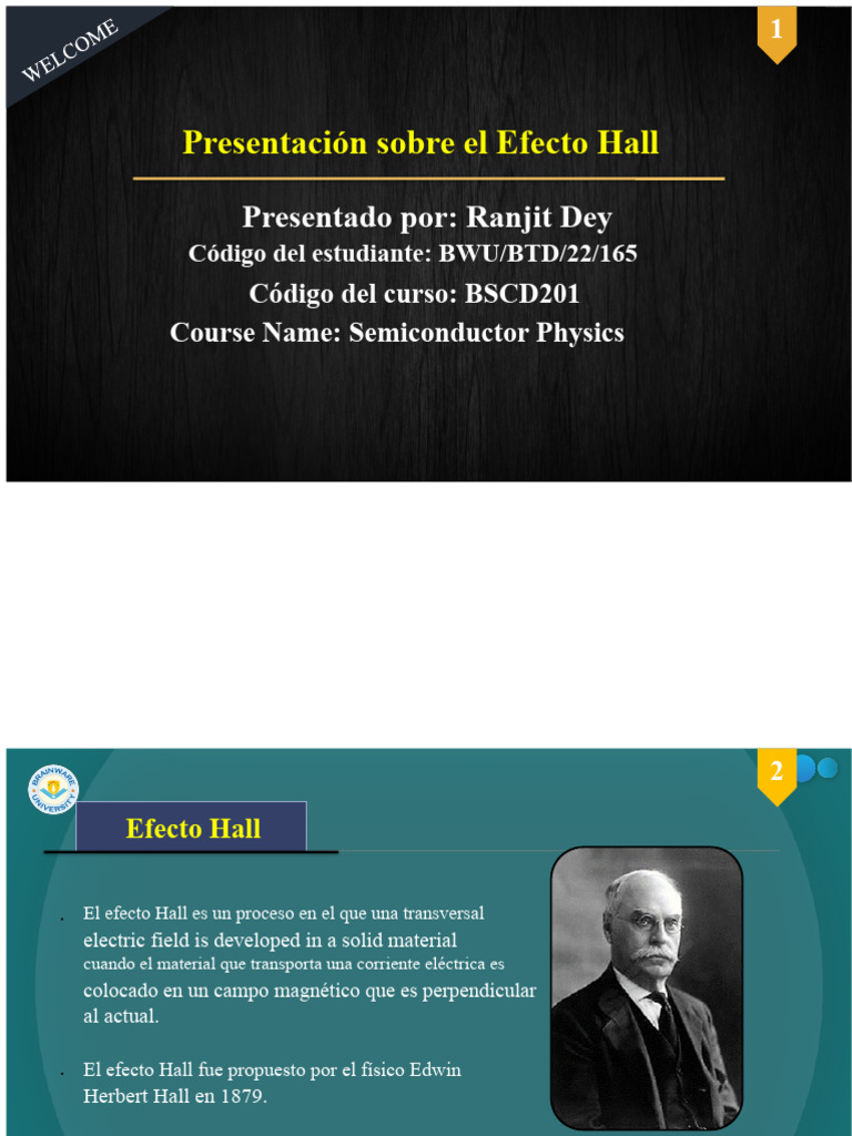 Del Efecto Hall | PDF | Corriente eléctrica | Física Aplicada e ...