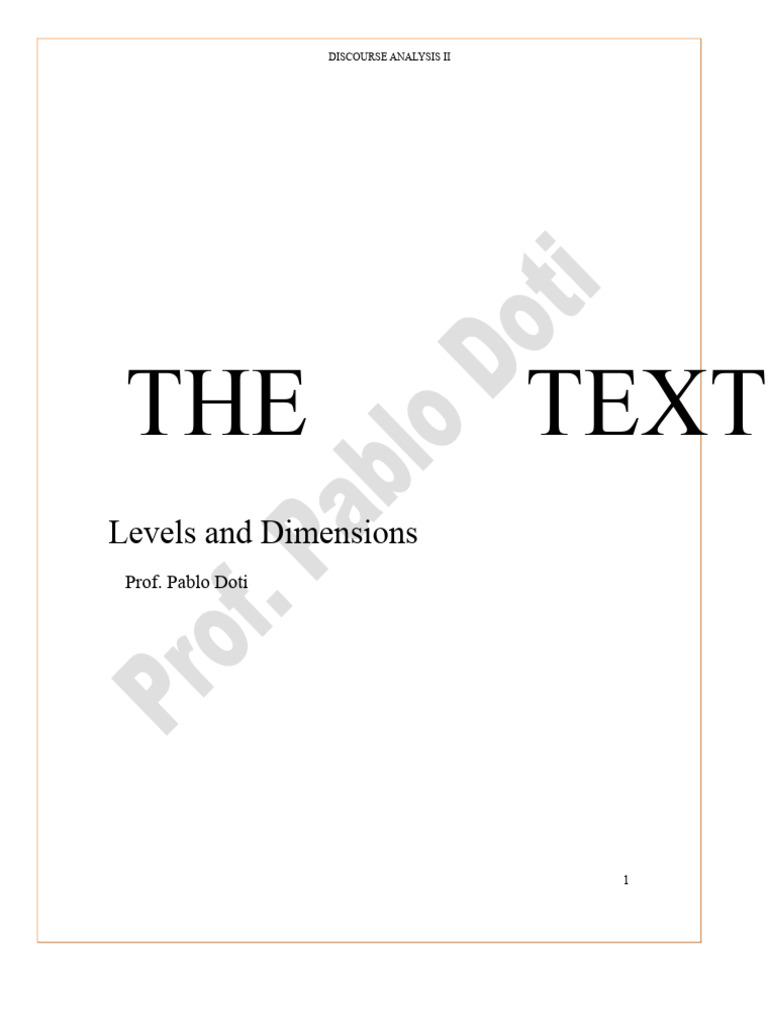 Dimensions and Textual Levels | PDF | Morphology (Linguistics) | Semantics