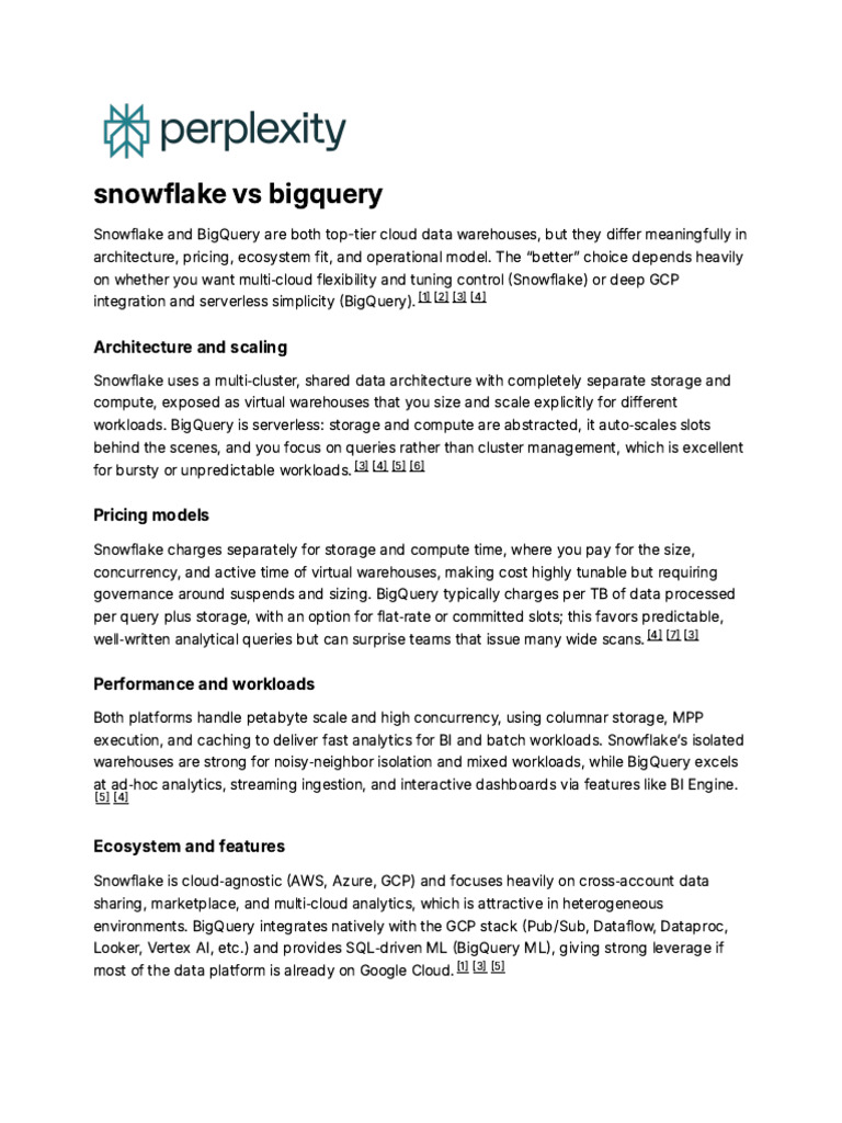 Snowflake Vs Bigquery | PDF | Cloud Computing | Information Technology ...