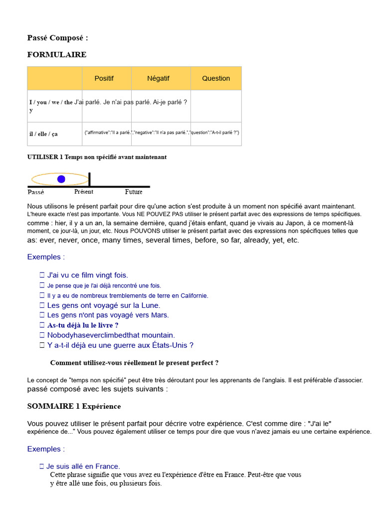 Guide du Passé Composé en Anglais | PDF | Verbe | Linguistique