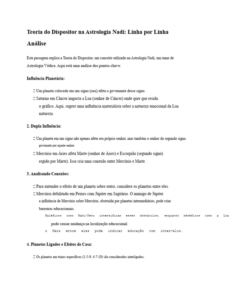 Teoria do Dispositor na Astrologia Nadi | PDF | Signo do zodíaco | Planetas