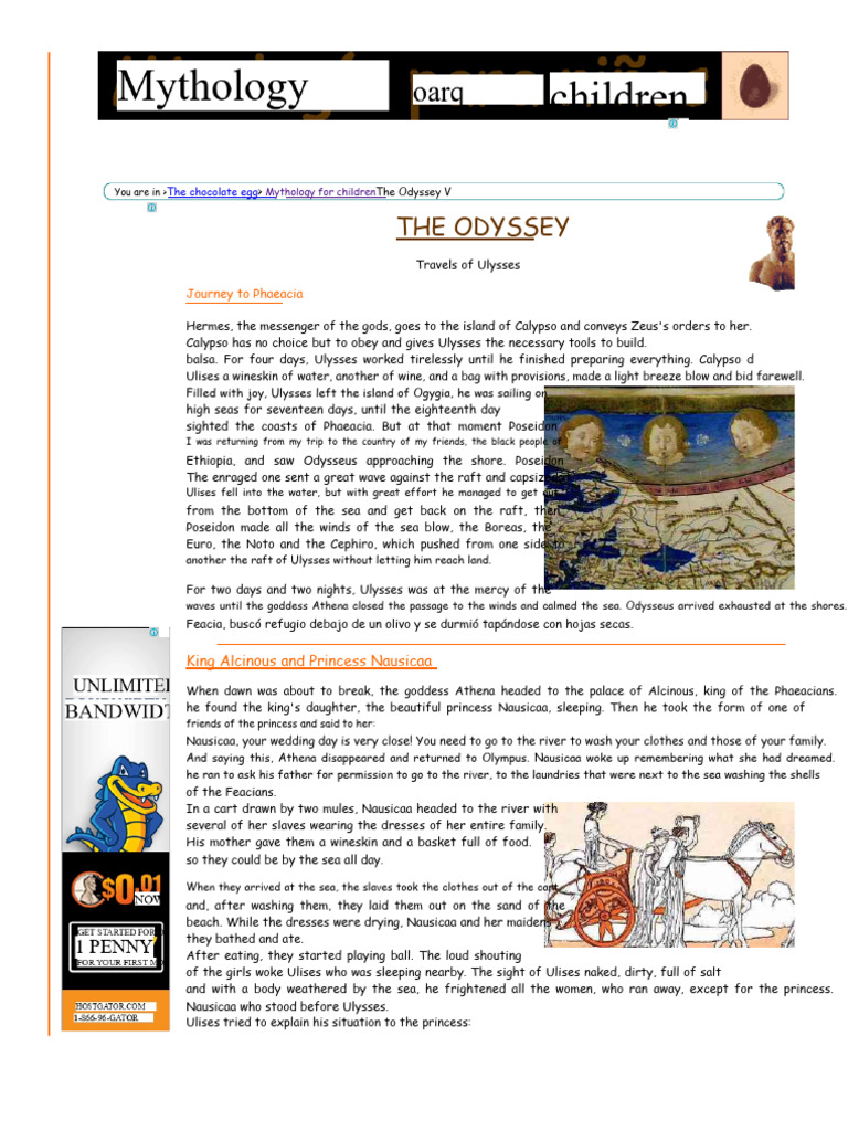 The Odyssey. Mythology For Children | PDF | Odyssey
