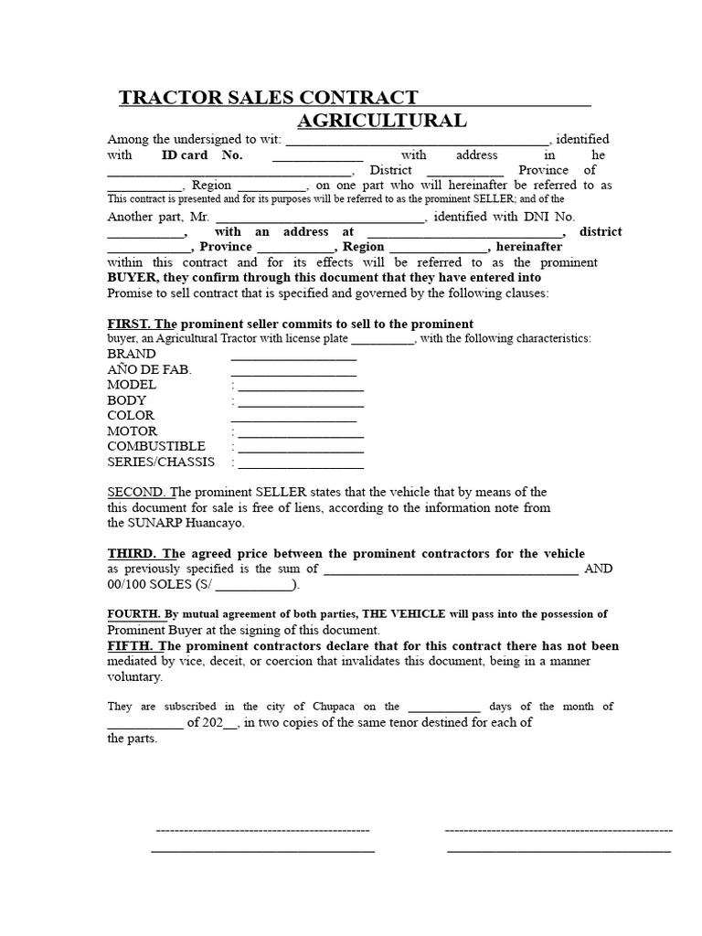 Agricultural Tractor Sales Contract | PDF | Private Law | Business Law