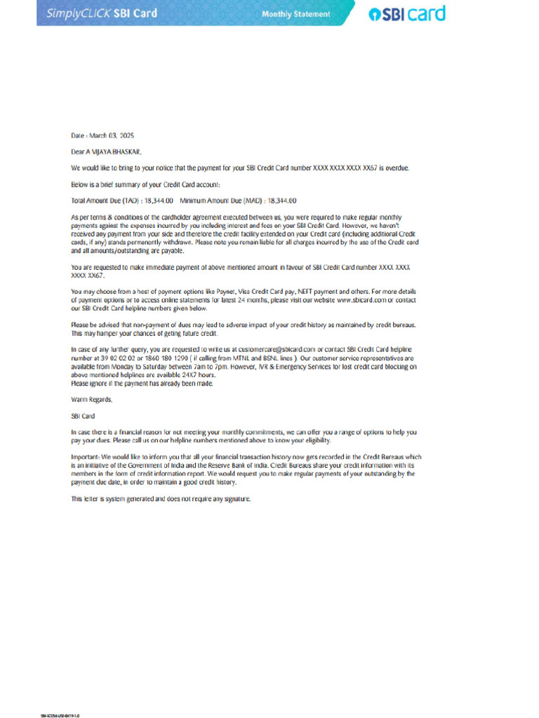 Click SBI Card Statement_0467_03!03!2025 | PDF