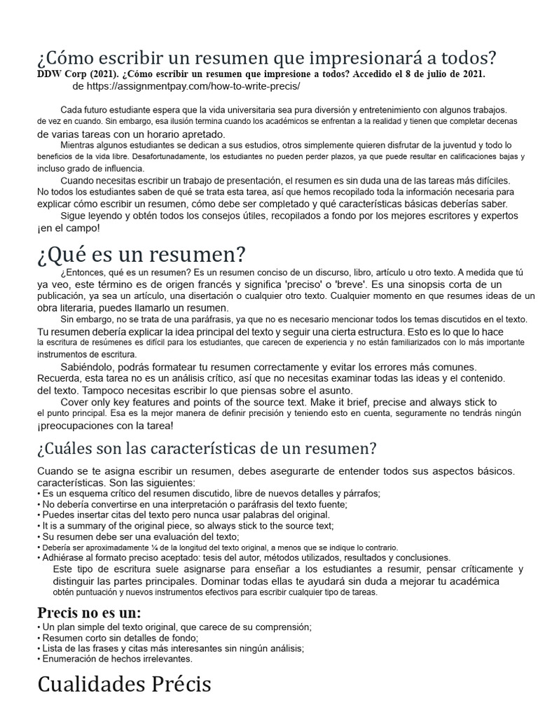 Cómo Escribir un Resumen Efectivo | PDF | Pensamiento | Sumario abstracto)