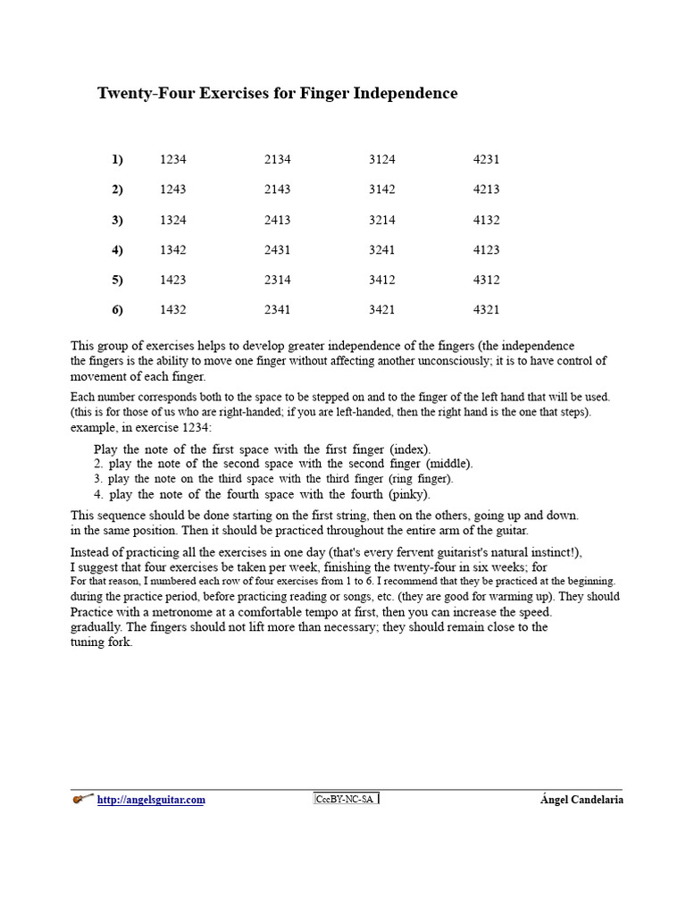24 Exercises For Finger Independence PDF | PDF