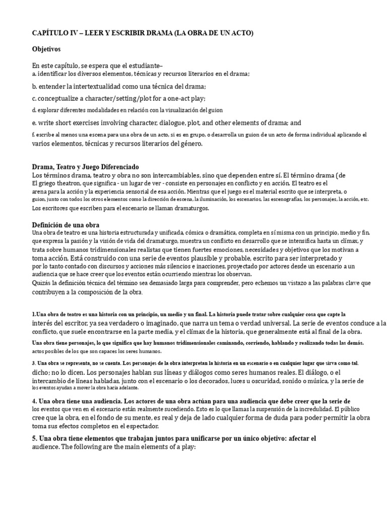 Elementos Clave del Drama en Obras de Un Acto | PDF | Teatro | Escritores