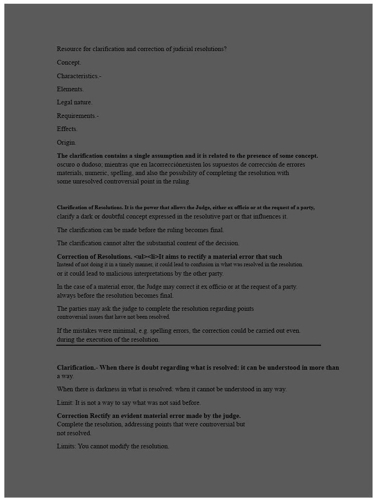 Clarification and Correction of Judicial Resolutions | PDF | Judgment ...