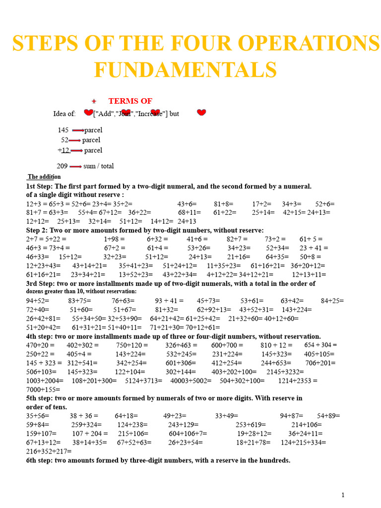 Four Basic Operations Steps Guide | PDF | Multiplication | Mathematics