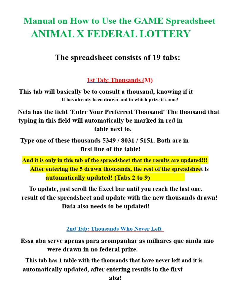 GAME Spreadsheet User Manual | PDF | Spreadsheet