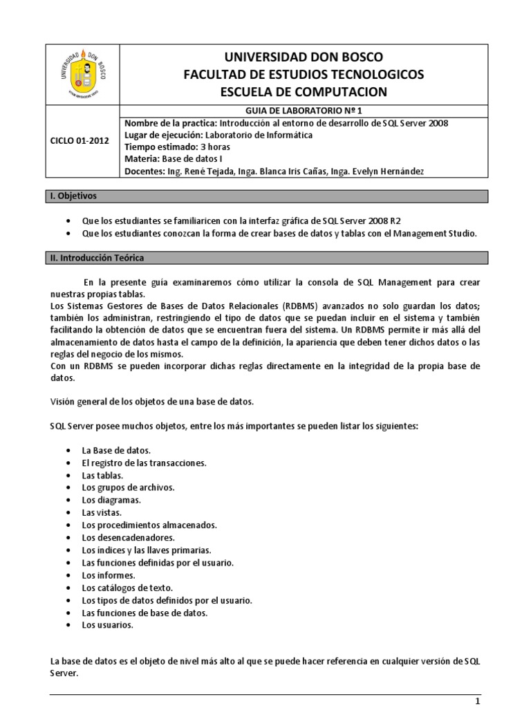 SQL Guia-1 | PDF | Servidor SQL de Microsoft | SQL
