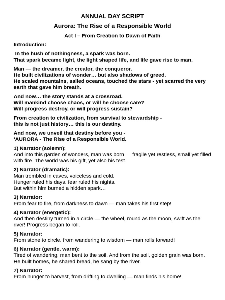 Annual Day Script Chorus | PDF | Ancient Egypt | Civilization
