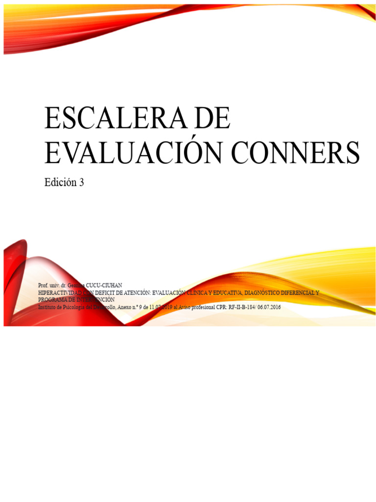 Evaluación Conners 3 para TDAH | PDF | Desorden hiperactivo y deficit ...