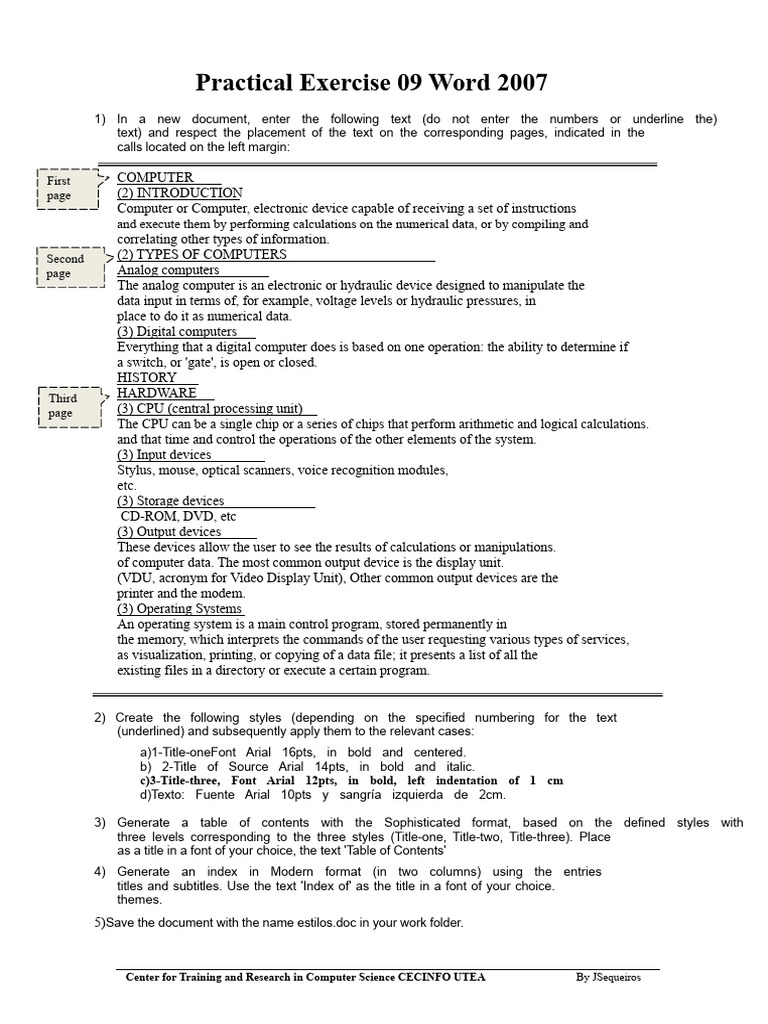 Word 2007 Practical Exercise Guide | PDF | Central Processing Unit ...