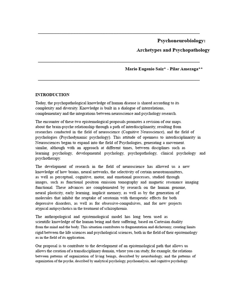 Psychoneuroscience - Archetypes and Psychopathology | PDF | Attachment ...