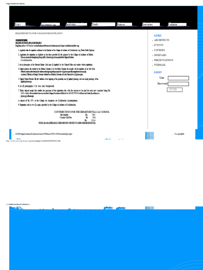 College Registration Requirements Bolivia | PDF