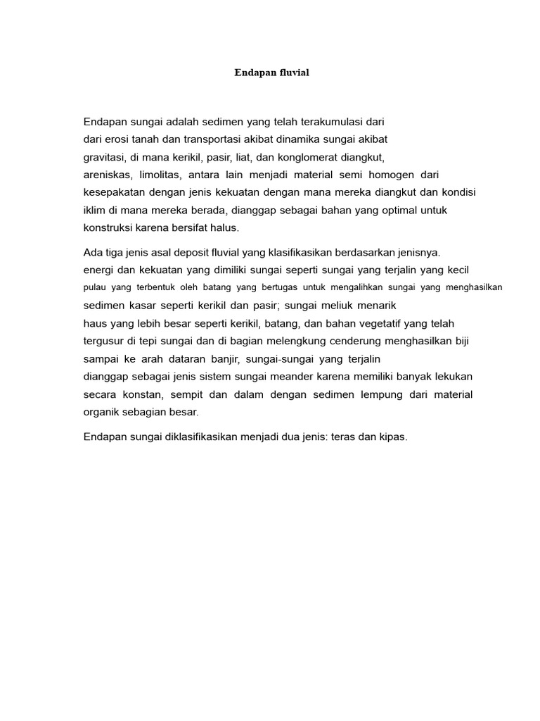 Jenis dan Karakteristik Endapan Fluvial | PDF