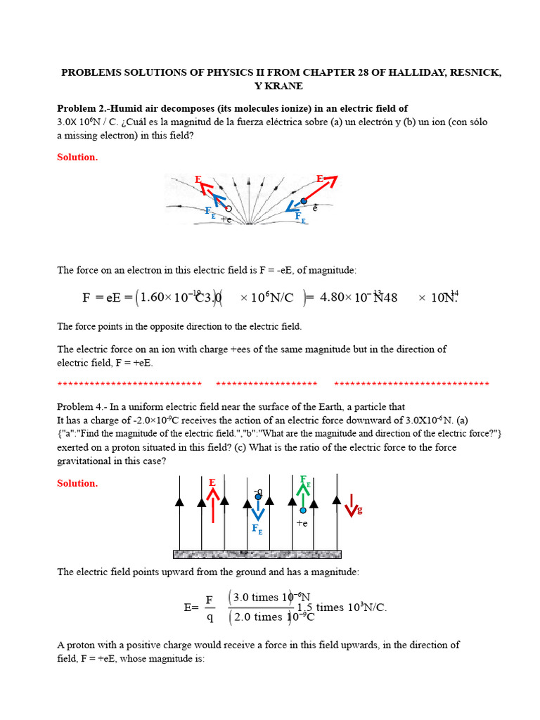 Physics II Solutions: Electric Fields and Forces | PDF | Ion | Force