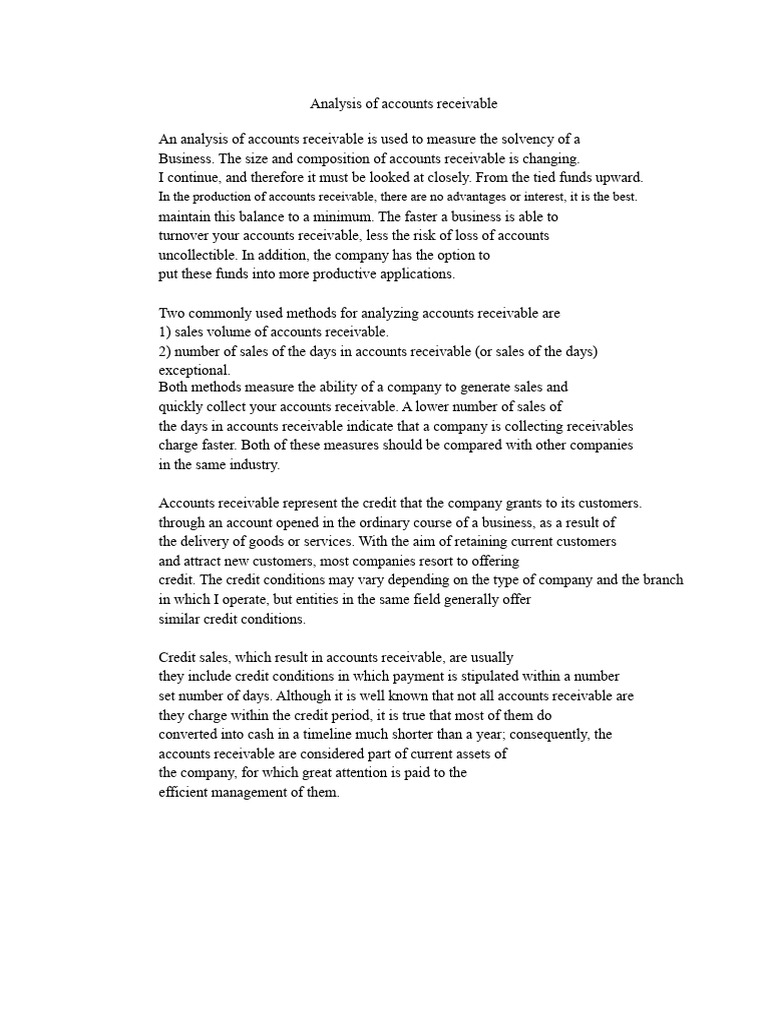 Accounts Receivable Analysis Guide | PDF | Audit | Credit