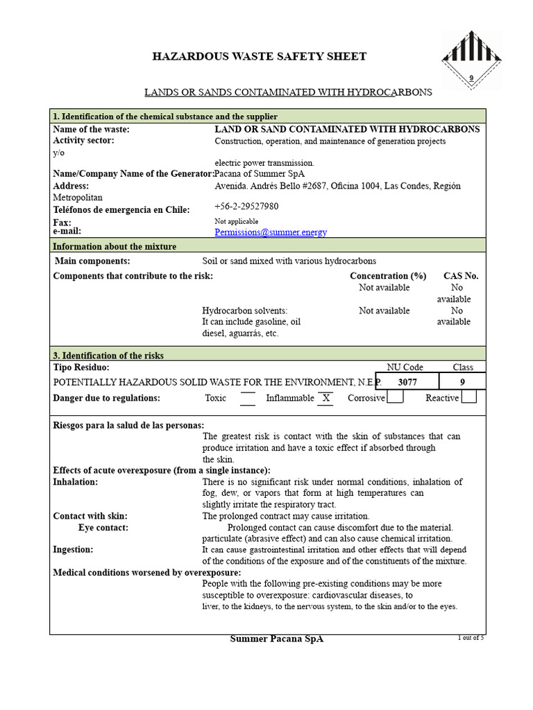 Hydrocarbon Contaminated Waste Safety Guide | PDF | Solvent | Toxicity