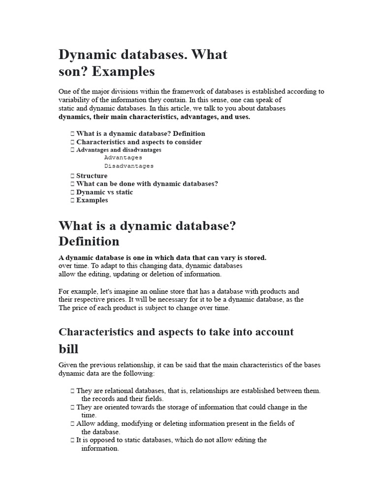 Understanding Dynamic Databases: Features & Uses | PDF | Databases | Data