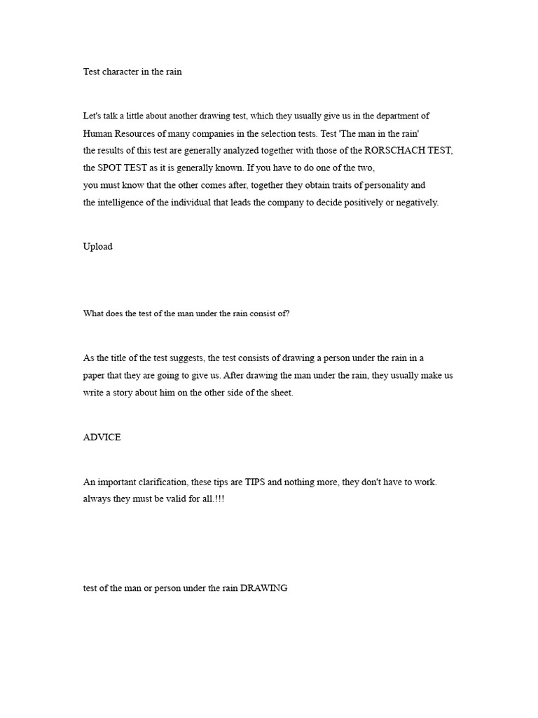Understanding the Man in the Rain Test | PDF | Anxiety | Obsessive ...
