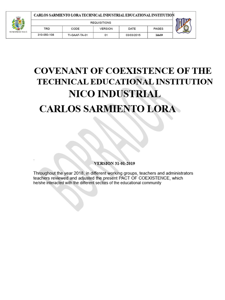 Coexistence Pact for Educational Institutions | PDF | Identity Document ...