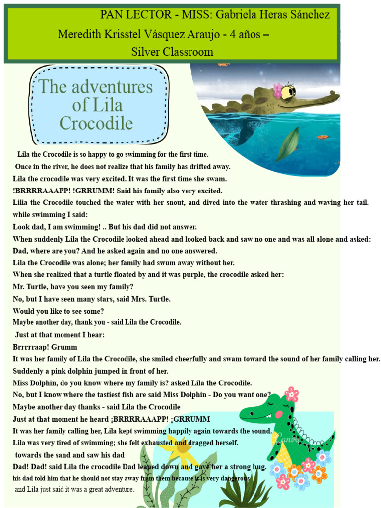 READING PLAN MEREDITH KRISSTEL The Adventures of Lila The Crocodile PDF ...