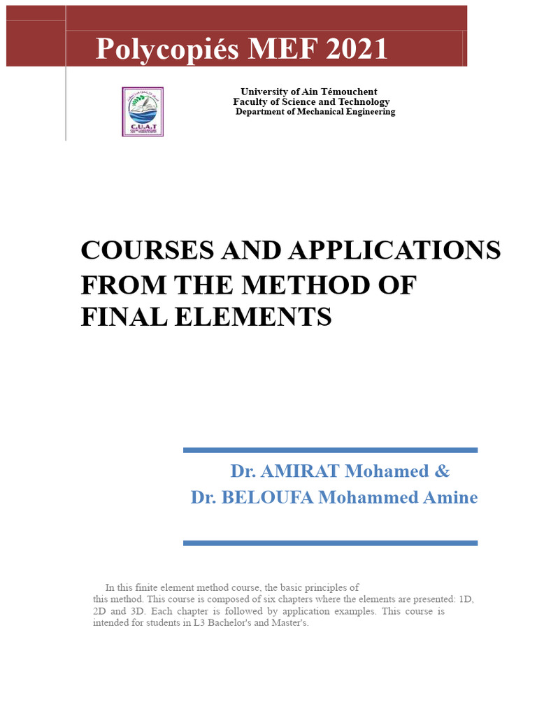 Poly Course Finite Element Methods V4 | PDF | Finite Element Method ...