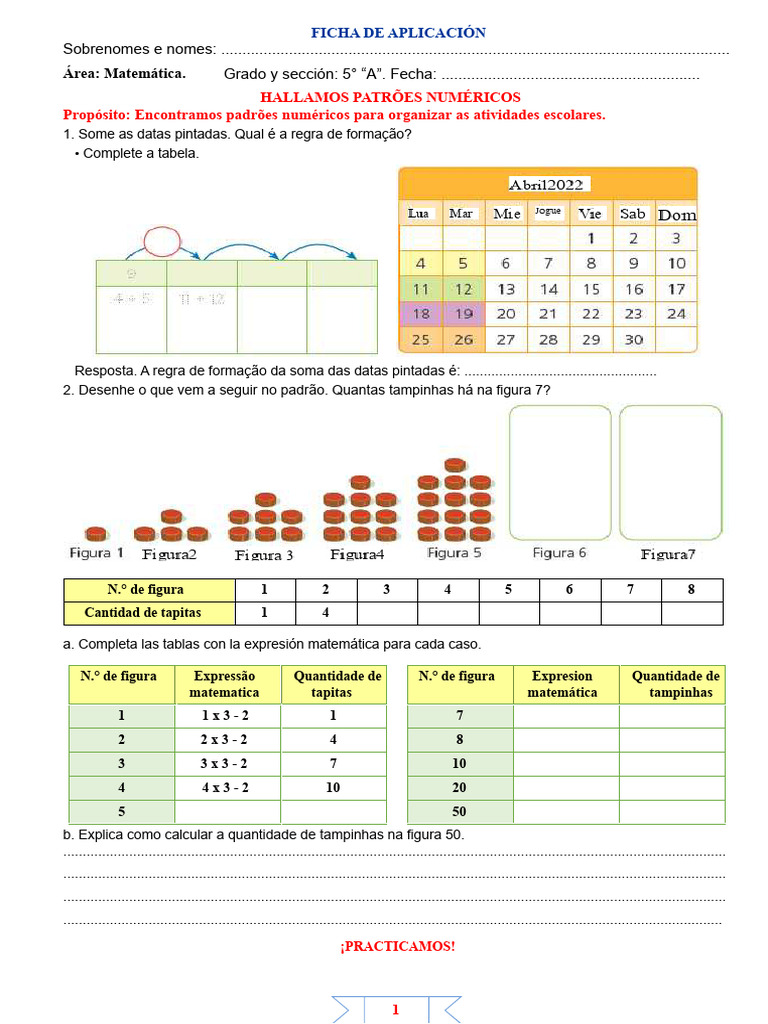 Ficha-Lun-Mat-Encontramos Padrões Numéricos | PDF | Matemáticas