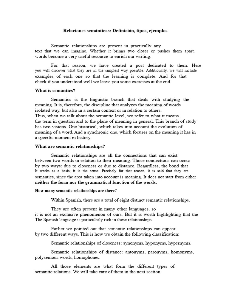 Semantic Relationships Definition, Types, Examples (Virtual Task II ...