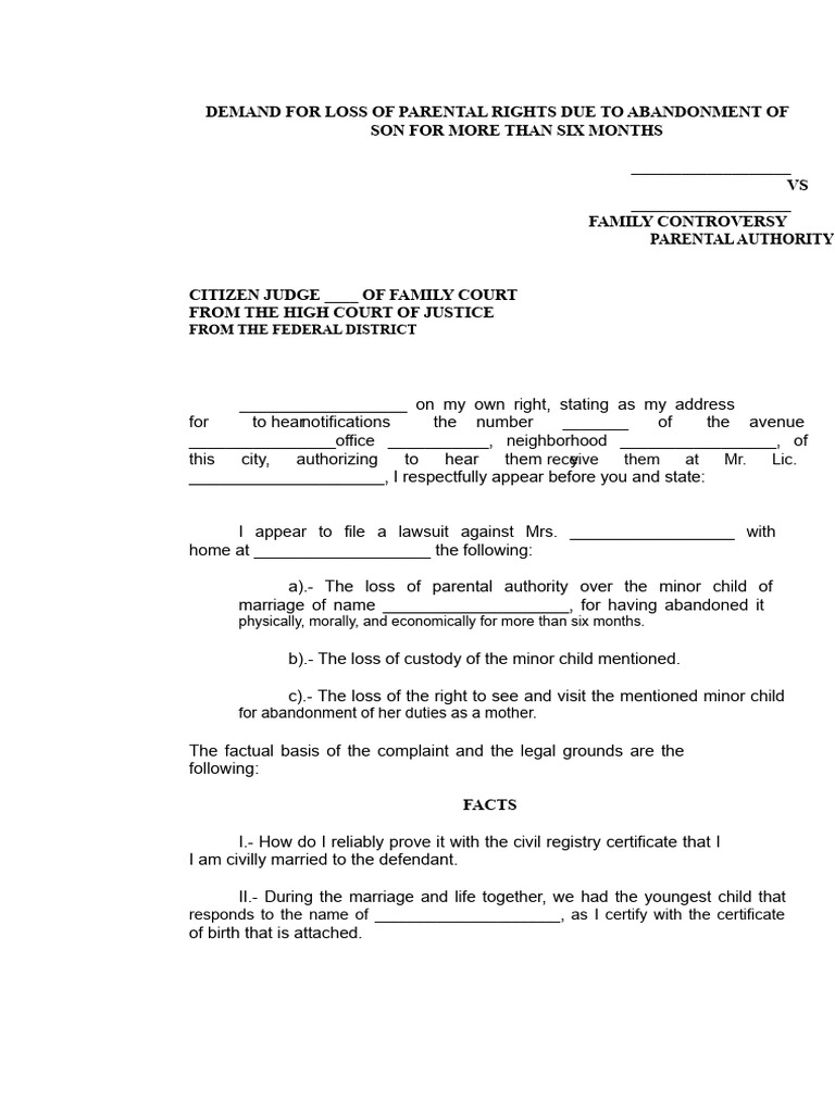 Loss of Parental Rights Due to Abandonment | PDF | Child Custody ...